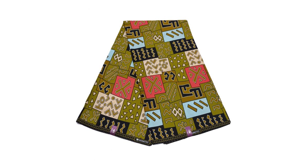Printed Kitenge - Green Triangles Pattern | Kilakitu